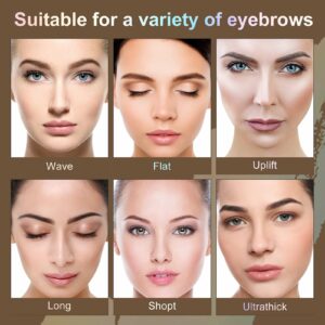 Eyebrow Stamp Stencil Kit, Long Lasting & Waterproof for Perfect Brow, with 10 Reusable Eyebrow Shaping Stencil and 2 Spiral Eyebrow Brushes for Women Girl (Dark Brown)