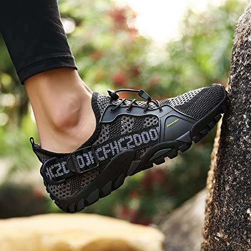 YING LAN Men Women Trail Running Shoes Barefoot Quick Drying Swim Beach Aqua Sneakers for Water Sport Diving Hiking Sailing Dark Gray