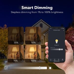 BN-LINK Smart Dimmer Plug, WiFi Outdoor Dimmer for String Lights, LED, Filament, Halogen lamp, APP Remote Control and Google Assistant, Alexa Outdoor Smart Plug, Requires 2.4 GHz Wi-Fi, Waterproof