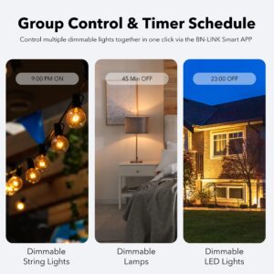 BN-LINK Smart Dimmer Plug, WiFi Outdoor Dimmer for String Lights, LED, Filament, Halogen lamp, APP Remote Control and Google Assistant, Alexa Outdoor Smart Plug, Requires 2.4 GHz Wi-Fi, Waterproof