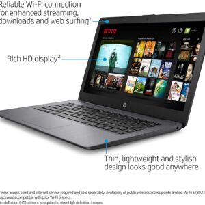 HP Stream 14" HD Display, Intel Celeron N4000 Dual-Core, 4GB DDR4 Memory, 192GB Storage (64GB eMMC+128GB TGC SD Card), HDMI, WiFi,Webcam, Bluetooth, 1-Year Microsoft 365, Win10 S, Brilliant Black