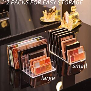 yzexi 2 Pcs Eyeshadow Palette Organizer Use for Bathroom Countertops, Wardrobe, Shelf, Drawer, Sunglasses, Wallet, Contour Kit (Cosmetic Storage Box Small&Large) Makeup (Clear), 7.08x5.12x1.97 in