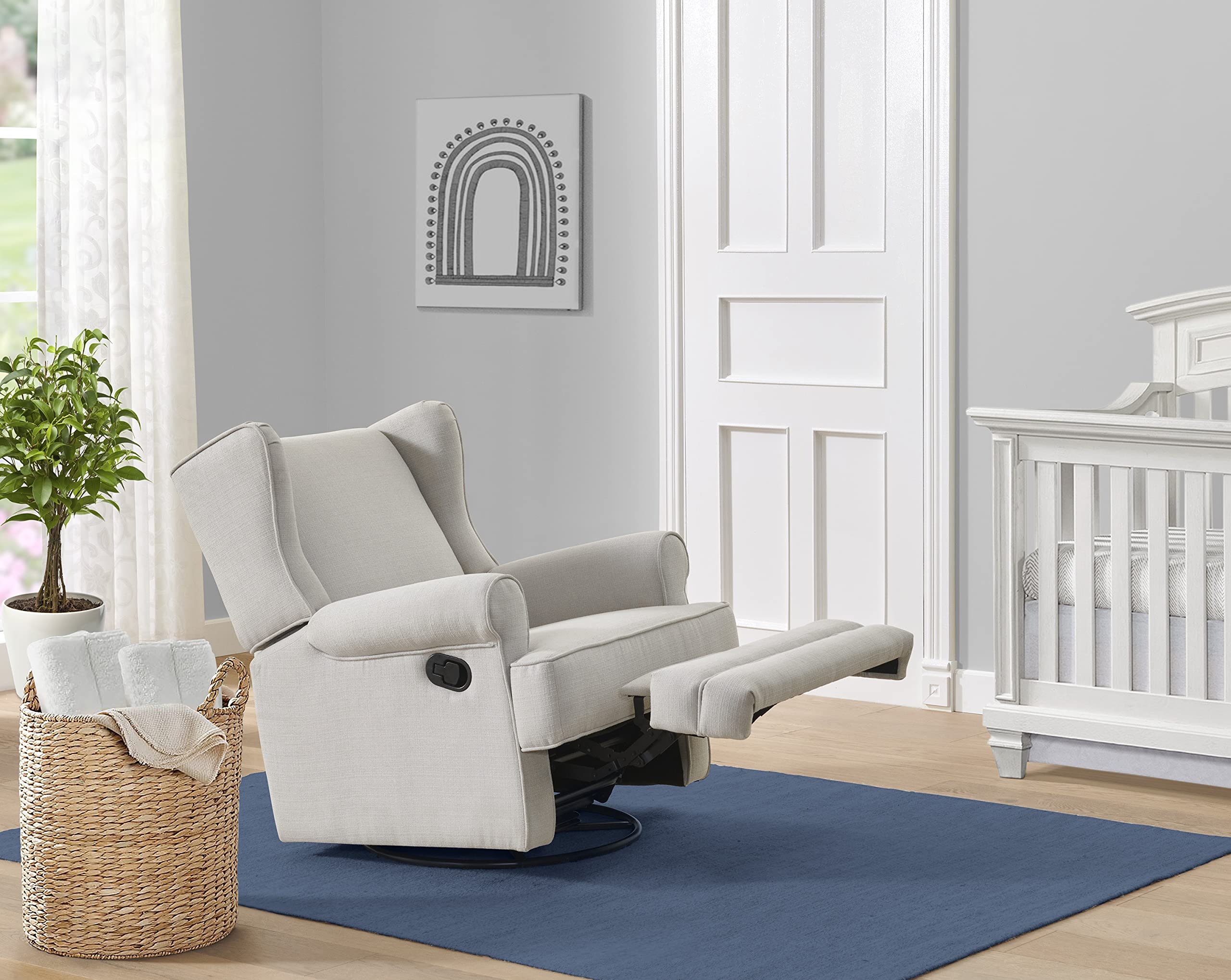 Oxford Baby Teegan Upholstered Swivel Glider & Recliner Nursery Chair, Sand