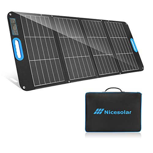 Nicesolar 100W Foldable Solar Panel 100 Watt Portable Solar Panel Charger for Portable Power Station Solar Generator, with USB A&C PD 65W for Laptop Smartphone Tablet Power Bank Camping RV Outdoor