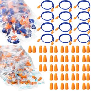 200 pairs silicone ear plugs with cord soft foam earplugs individually wrapped noise reduction ear plugs for shooting range reusable earplugs for ear protection work sleeping construction