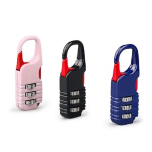 mini padlock, barrysail 3 pcs small locks set with 3 digits combination for kids diary backpack zipper (black+blue+pink)