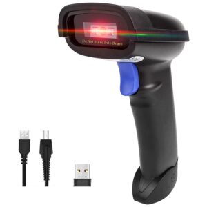 netum nt-1228bc bluetooth barcode scanner, compatible with 2.4g wireless & bluetooth & wired connection, connect phone, tablet, pc bar code reader work with windows, mac,android, ios (100 pieces)