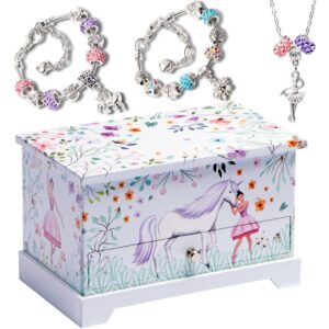 abi + olie ballerina unicorn jewelry box for girls & little girls jewelry box - kids jewelry box and girls music box - musical girls jewelry box organizer - a great unicorn gift for girls