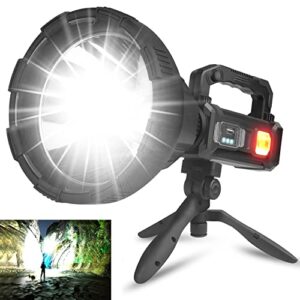 rechargeable spotlight flashlights high lumens, 150000 lumens super bright led searchlight flashlight ipx5 waterproof 4 modes handheld spotlight for emergencies, fishing, hiking, camping