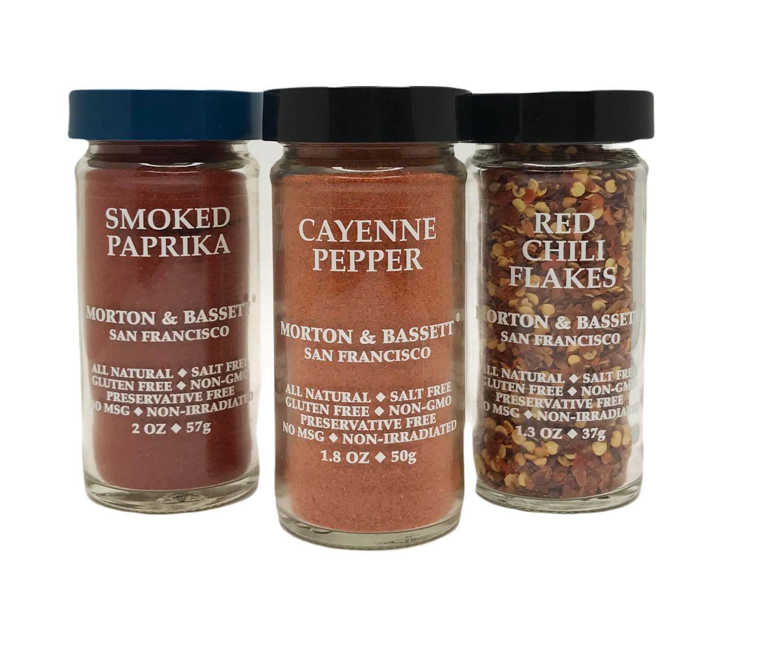 Morton & Bassett, Paprika Smoked, Cayenne Pepper, Red Chili Flakes Bundle