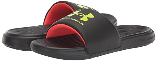 Under Armour Boys' Big Kid Ansa Fixed Strap, (007) Black/Black/Yellow Ray, 4