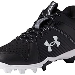 Under Armour Men's Leadoff Mid Rubber Molded Baseball Cleat, (001) Black/Black/White, 13