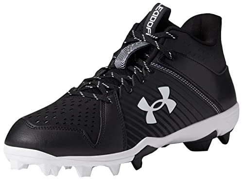 Under Armour Men's Leadoff Mid Rubber Molded Baseball Cleat, (001) Black/Black/White, 13