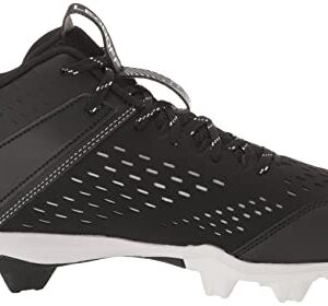 Under Armour Men's Leadoff Mid Rubber Molded Baseball Cleat, (001) Black/Black/White, 13