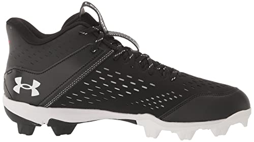 Under Armour Men's Leadoff Mid Rubber Molded Baseball Cleat, (001) Black/Black/White, 13