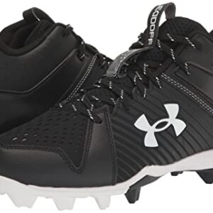 Under Armour Men's Leadoff Mid Rubber Molded Baseball Cleat, (001) Black/Black/White, 13