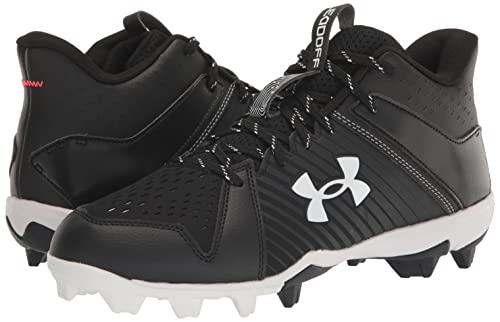 Under Armour Men's Leadoff Mid Rubber Molded Baseball Cleat, (001) Black/Black/White, 13