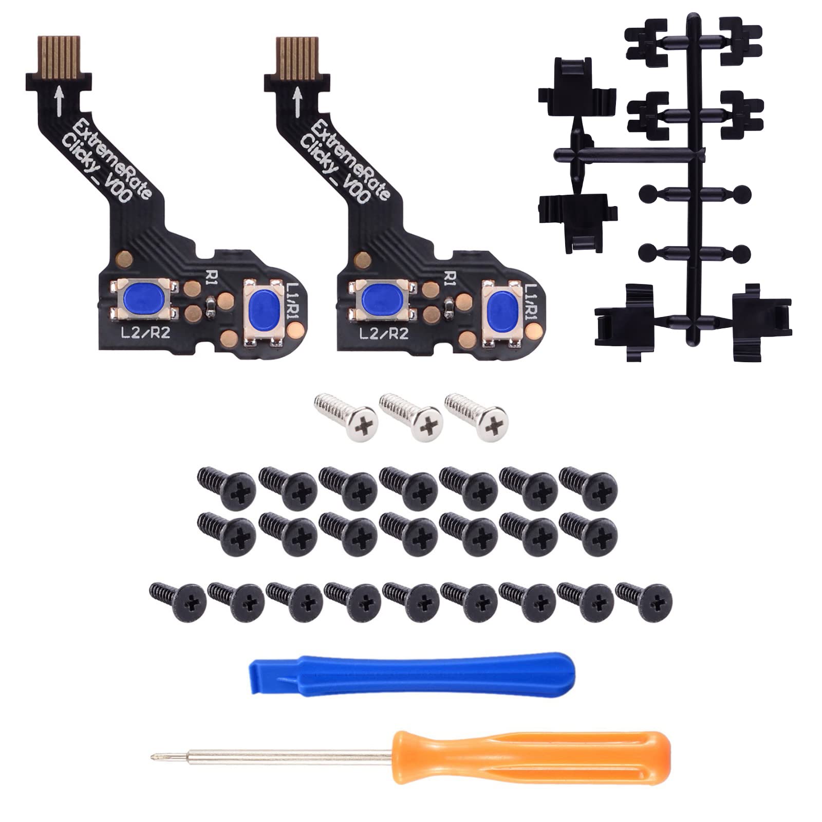 eXtremeRate Tactile Version Clicky Hair Trigger Kit for PS5 Controller Shoulder Buttons, Custom Tactile Bumper Trigger Buttons for PS5 Controller BDM-010 & BDM-020, Mouse Click Kit for PS5 Controller