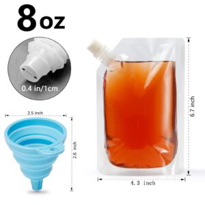 Liquor Plastic Flasks Concealable And Reusable Cruise Sneak Flask Drink Pouches Drinking bags with Funnel (8OZ-6PCS)