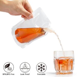 Liquor Plastic Flasks Concealable And Reusable Cruise Sneak Flask Drink Pouches Drinking bags with Funnel (8OZ-6PCS)