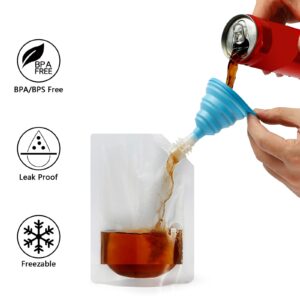 Liquor Plastic Flasks Concealable And Reusable Cruise Sneak Flask Drink Pouches Drinking bags with Funnel (8OZ-6PCS)