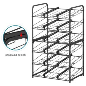 Can Organizer for Pantry Stackable 2 Pack, Can Storage Organizer Rack Stacking Can Dispensers Small Space Holds up to 36 Cans for Pantry, Kitchen, Cabinet- Black