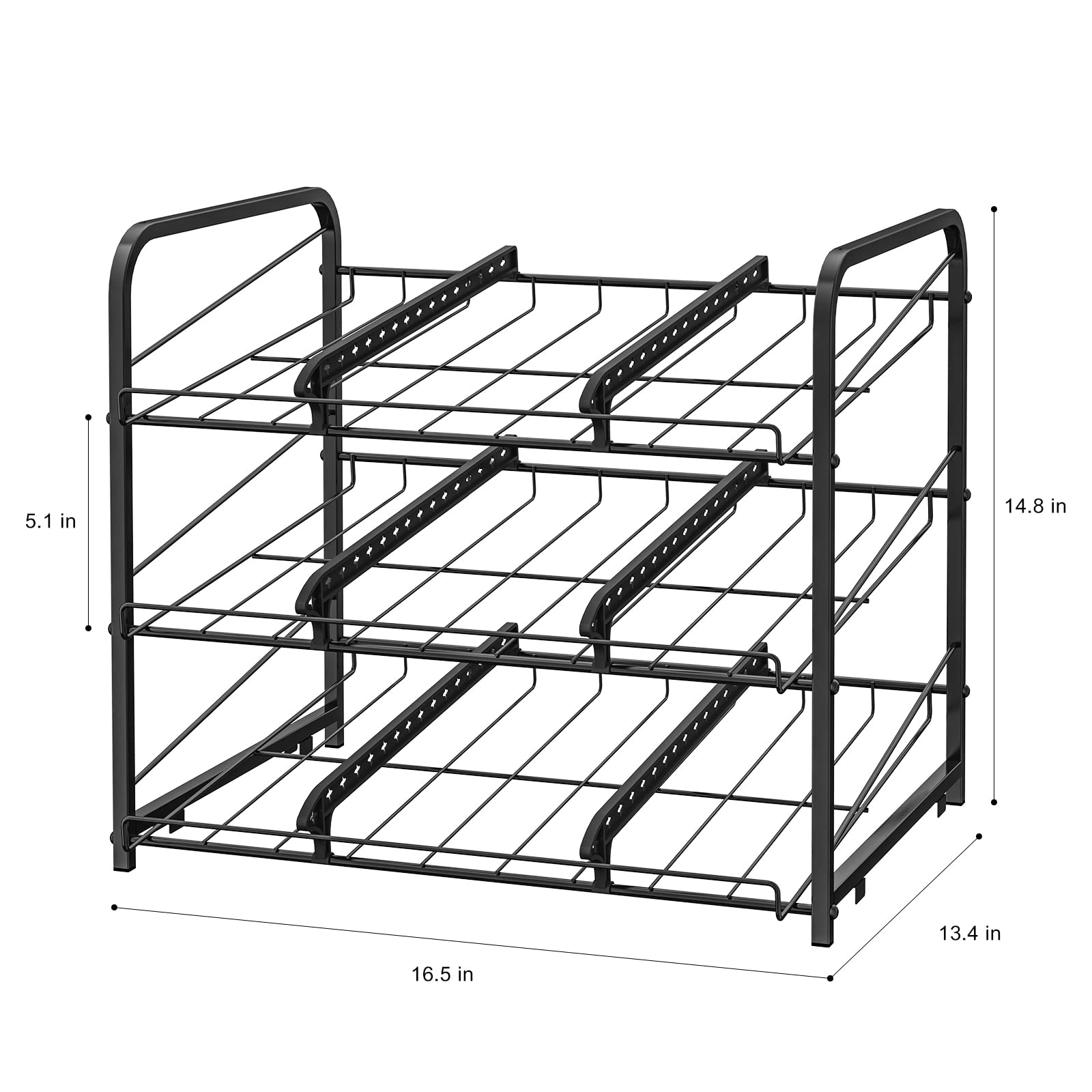 Can Organizer for Pantry Stackable 2 Pack, Can Storage Organizer Rack Stacking Can Dispensers Small Space Holds up to 36 Cans for Pantry, Kitchen, Cabinet- Black