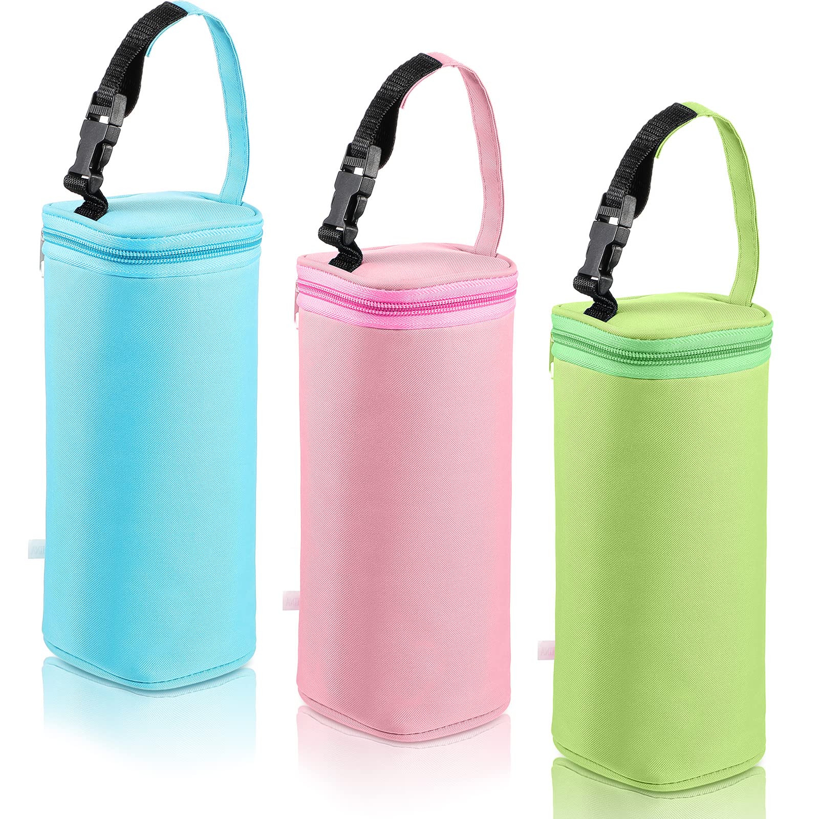 3 Pack Insulated Baby Bottle Bags Breastmilk Cooler Bag Portable Travel Baby Bottle Bag Thermal Insulated Bottle Bag Daycare Baby Bottle Holder Tote for Newborn Toddler Green Blue Pink