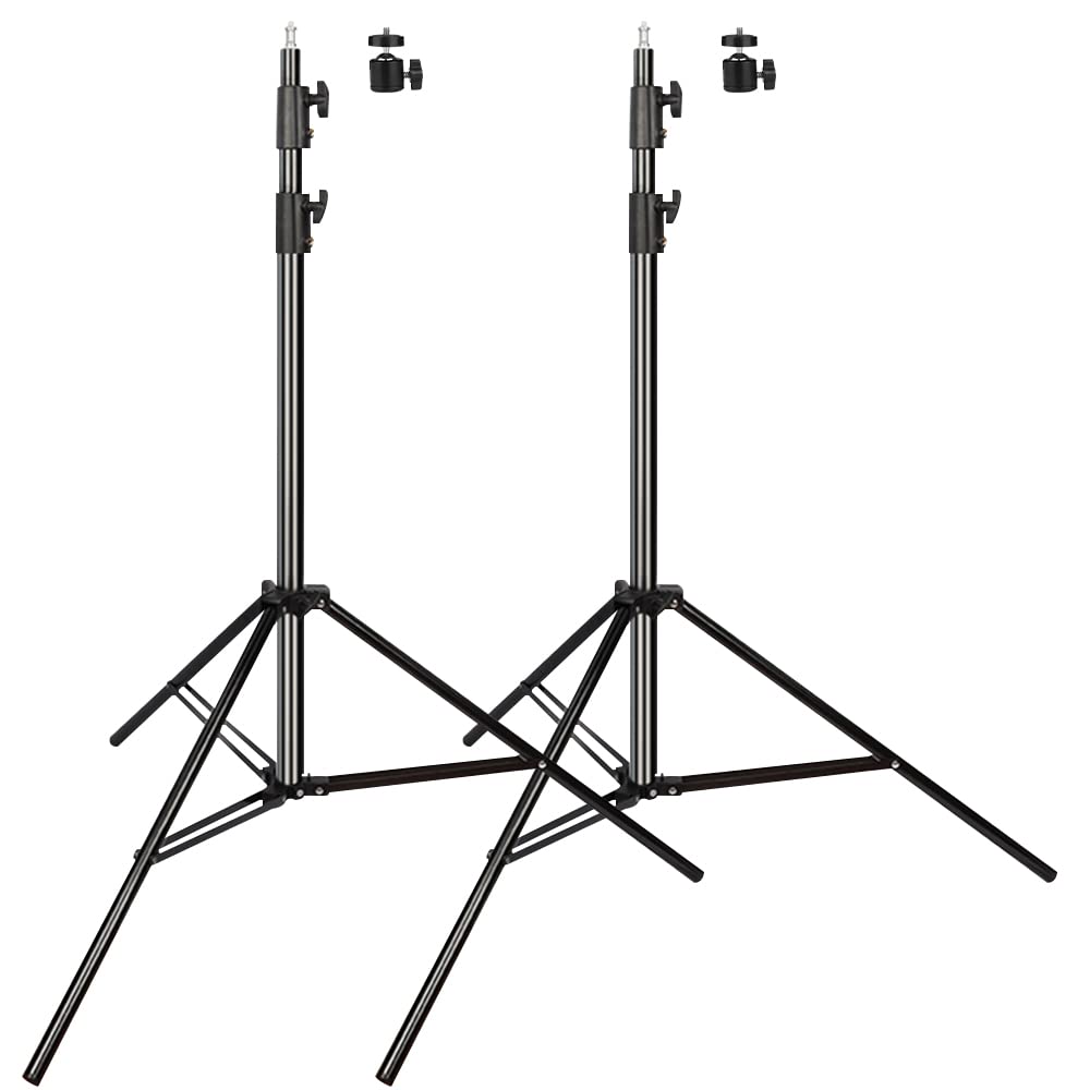 Aluminum Alloy Light Stand 9.5 Feet/2.8m Adjustable Spring Cushioned Photography Tripod Stands for Photo Studio Speedlight Flashes, Ring Light, Photographic Equipments Thickening Flash Stand, 2 Pack