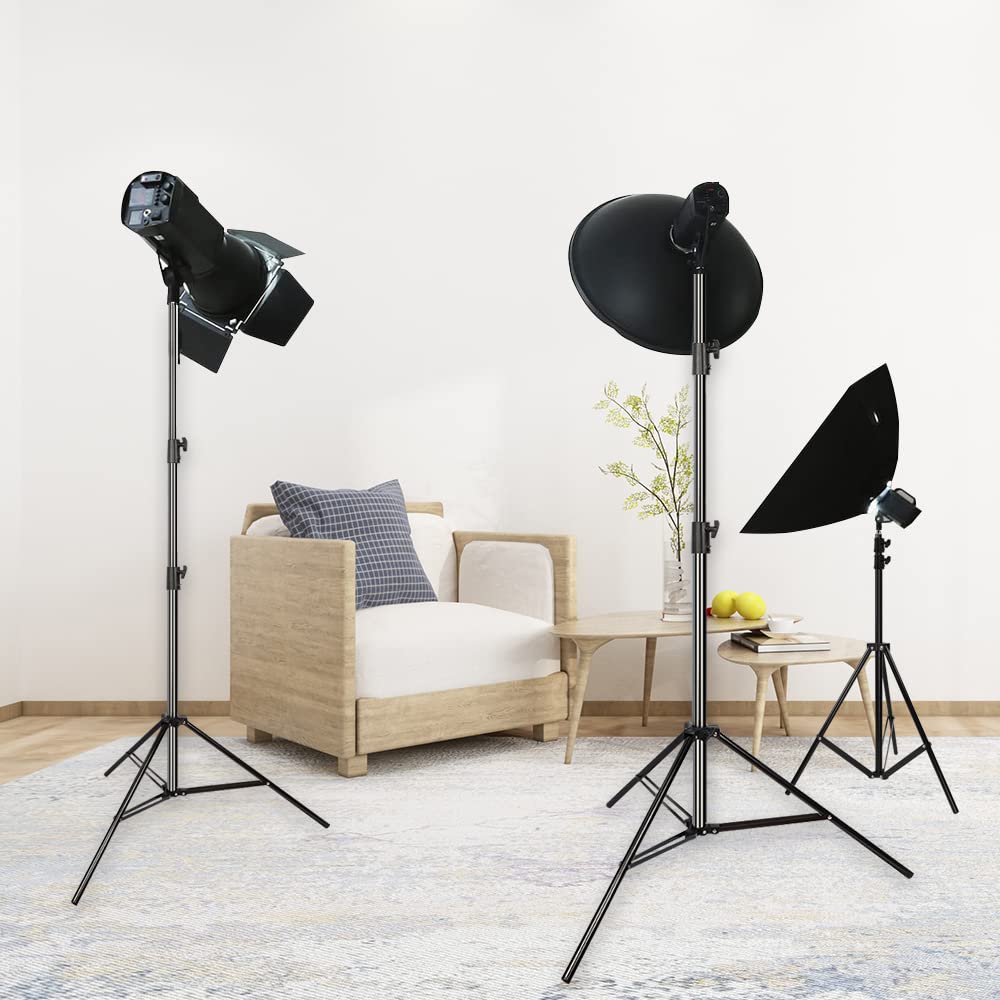 Aluminum Alloy Light Stand 9.5 Feet/2.8m Adjustable Spring Cushioned Photography Tripod Stands for Photo Studio Speedlight Flashes, Ring Light, Photographic Equipments Thickening Flash Stand, 2 Pack