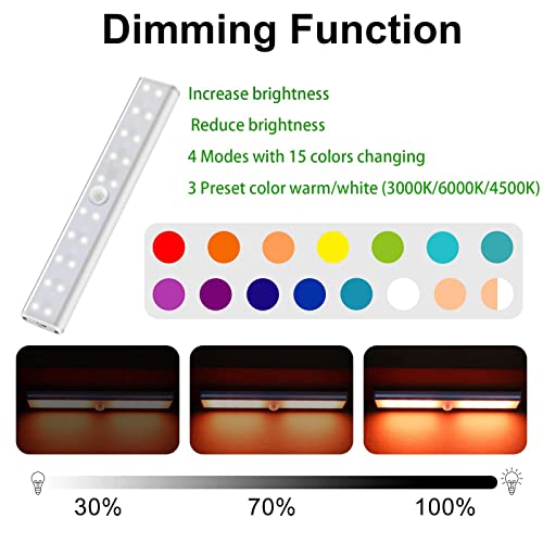 Diomart 48 LED Under Cabinet Lighting Wireless, 15 Colors Changeable Rechargeable RGB Under Cabinet Lights Remote Control Under Counter Lights Mini Night Light Bar for Indoor Display Shelf, 4 Pack