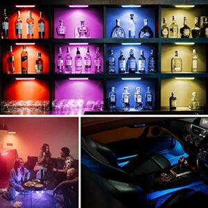 Diomart 48 LED Under Cabinet Lighting Wireless, 15 Colors Changeable Rechargeable RGB Under Cabinet Lights Remote Control Under Counter Lights Mini Night Light Bar for Indoor Display Shelf, 4 Pack