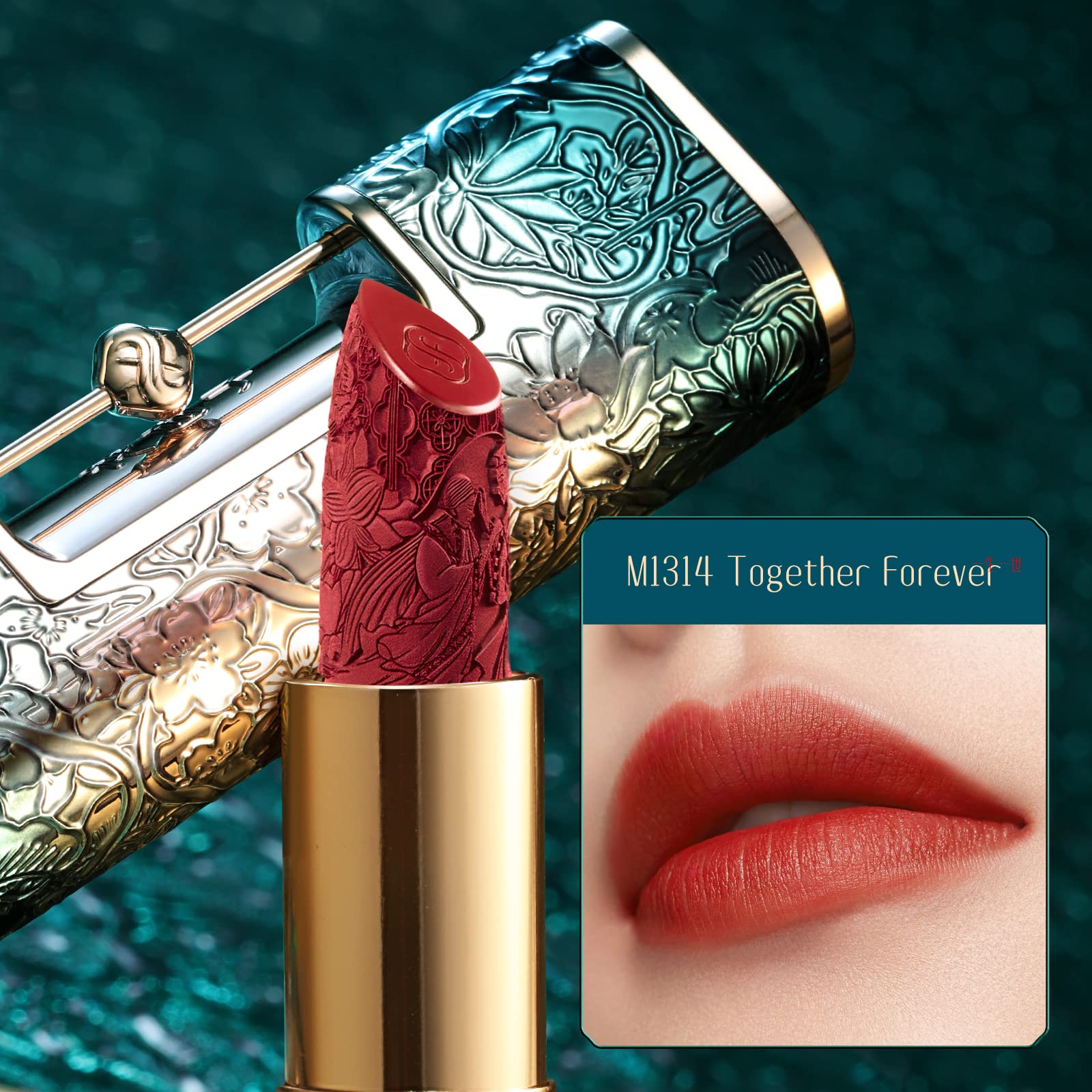 FLORASIS Blooming Rouge Love Lock Lipstick Long-Lasting Sculpting Lipstick Misty Matte Finish Lightweight Nourishing for Everyday Use (M1314 Together Forever)