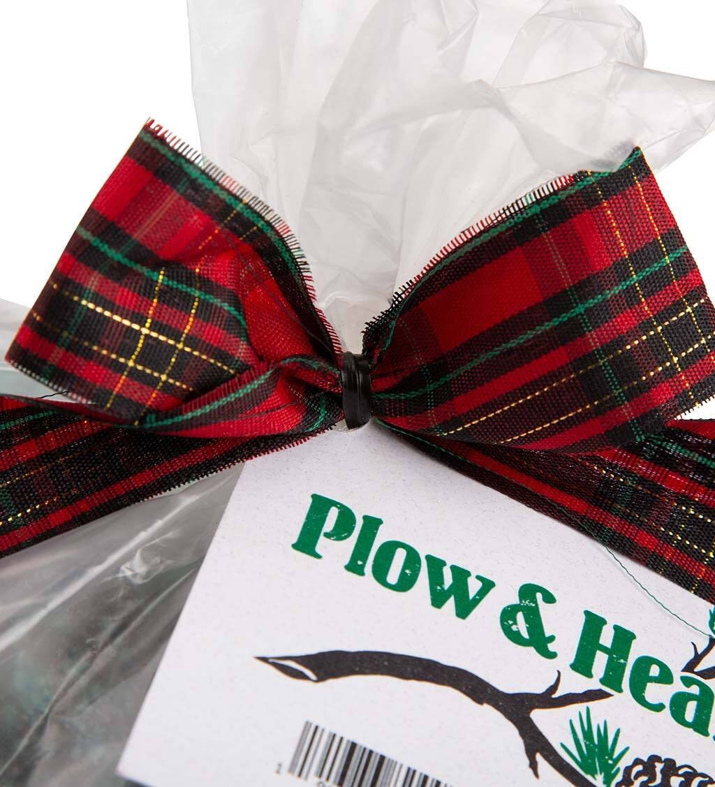 Plow and Hearth Color-Changing Fireplace Color Cones, 1 lb. in Gift Basket, Indoor/Outdoor Wood Fires, Fire Pit, Hostess Gift, Housewarming Gifts, 10 Minutes, Blue and Green Flames, 7" Dia. x 10" H