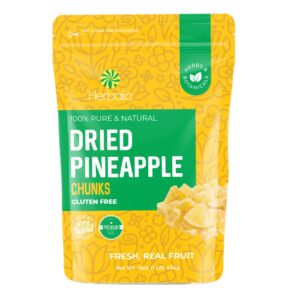 Dried Pineapple Chunks, 1 Pound. Dehydrated Pineapple Chunk, Dehydrated Pineapple Bulk, Dried Pineapple Bits. All Natural, Non-GMO, Lightly Sweetened Dried Pineapples, 16 oz.