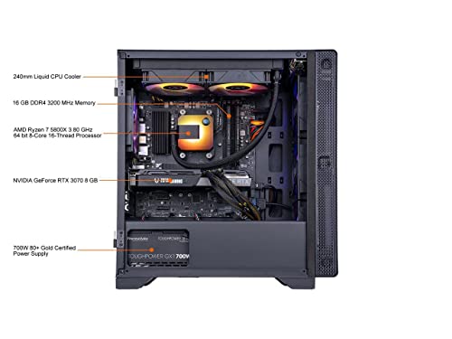 ZOTAC Gaming MEK Hero G1 A5837 Liquid Cooling Gaming PC Desktop AMD Ryzen 7 5800X, GeForce RTX 3070 8GB, 16GB 3200MHz DDR4, 1TB M.2 NVMe SSD, 1TB HDD, WiFi + Bluetooth - ‎GH3070A5800X01BL-U-W2B