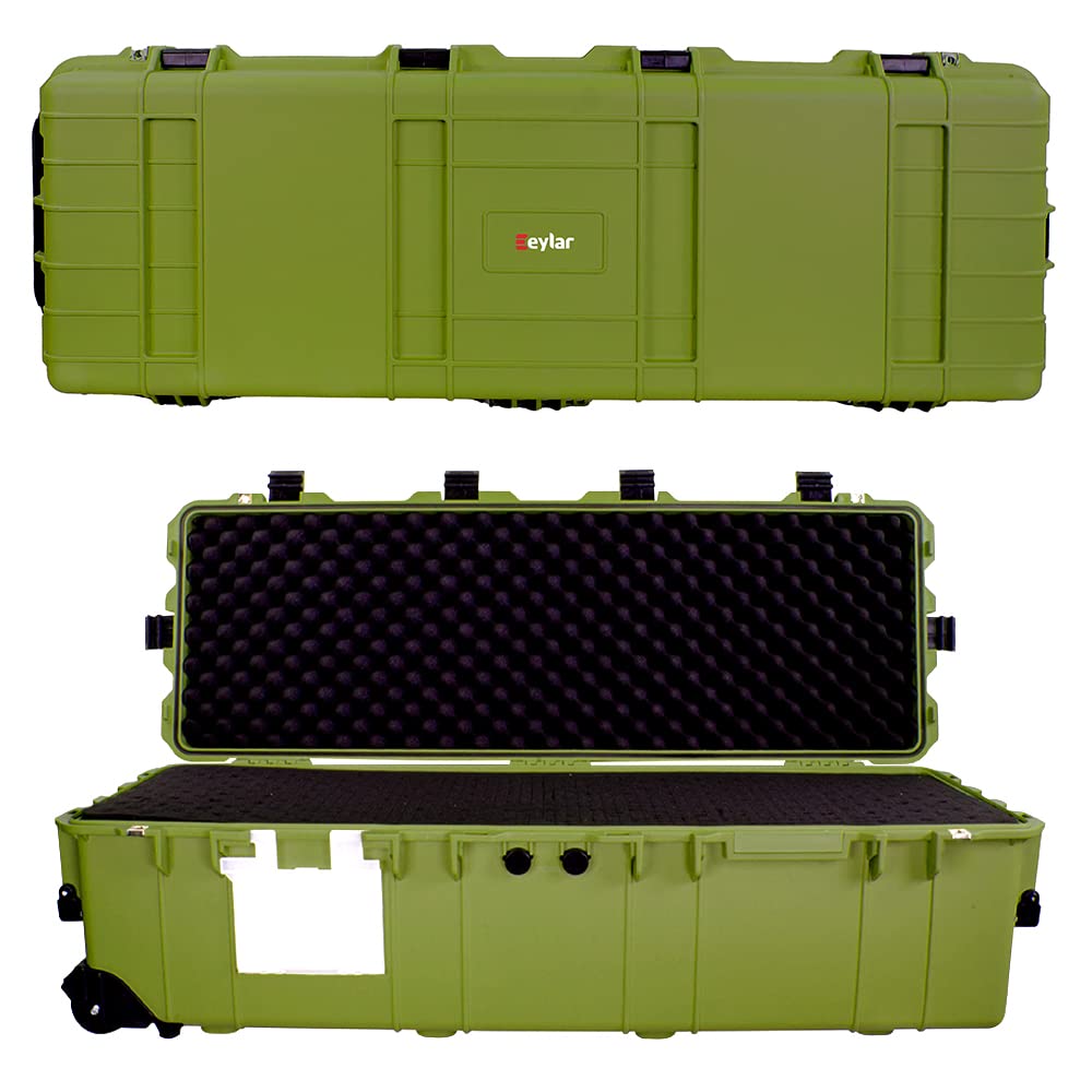 Eylar XXL 44 Inch Deep Heavy Transport Roller Gear, Camera, Tools, Equipment Hard Case Waterproof w/Foam Black (Green)