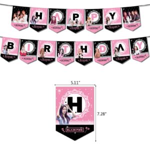 Tuyust Blackpink Party Supplies for Fans Birthday Party Decorations - 1 Blackpink Party Banner 18 Blackpink Party Balloons 17 Blackpink Cake Toppers 20 Blackpink Lomo Card 2 Ribbon