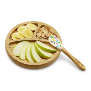 NutriChef Baby and Toddler plate - silicon suction, 3 compartment, Non-toxic All-natural Bamboo Baby Food plate (Sparkle)