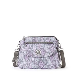 baggallini women's calais crossbody bag, blush python