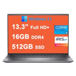 dell inspiron 13 5000 5310 premium laptop i 13.3 inch full hd+ (300 nits) i 11th gen intel 4-core i5-11320h i 16gb ddr4 512gb ssd i intel iris xe graphics i thunderbolt hdmi backlit wifi6 win10 silver