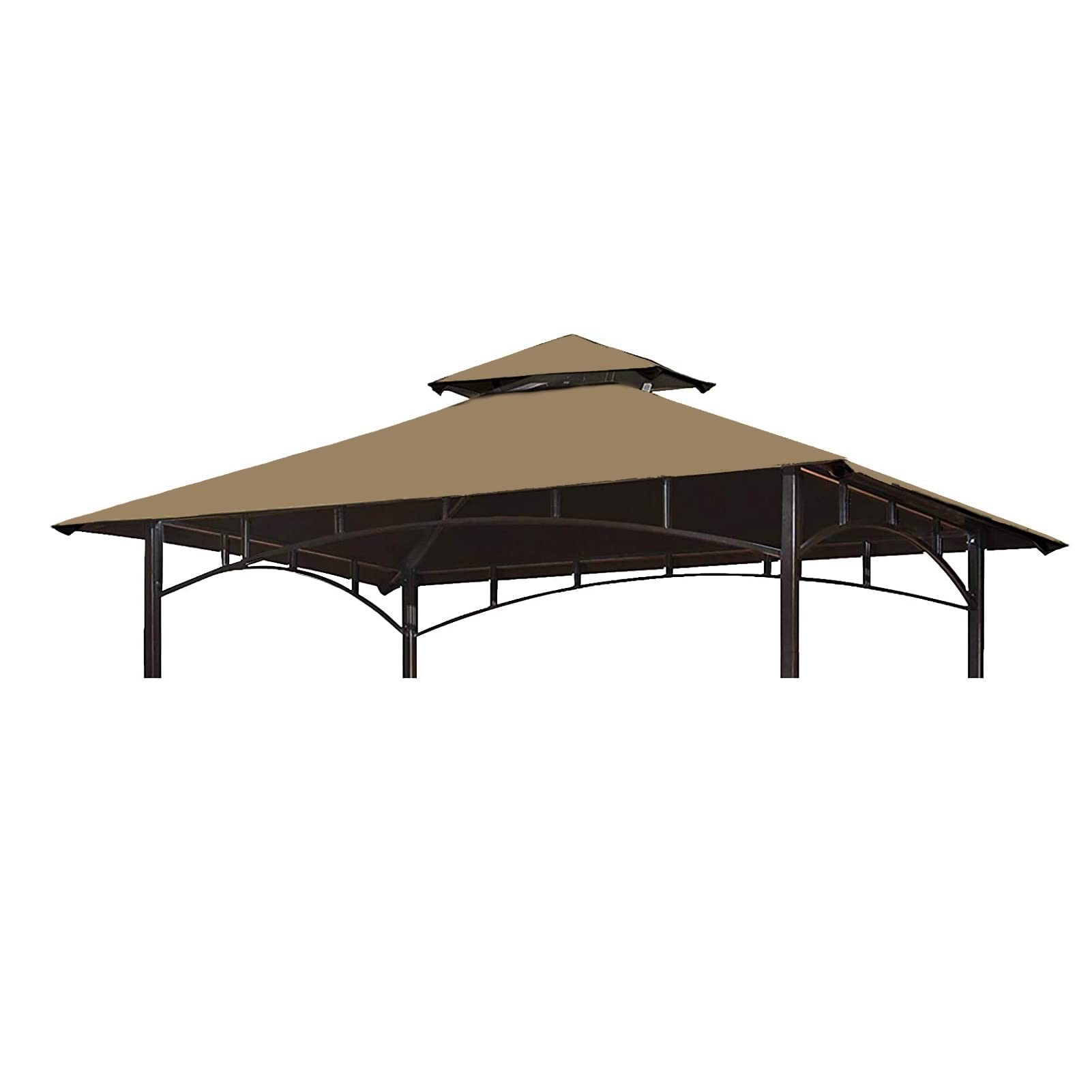 Grill Gazebo Replacement Canopy Top - Wonwon 5x8 Gazebo Roof Double Tiered Outdoor BBQ Roof Cover Grill Shelter Only Fit for Model L-GG001PST-F (Khaki)