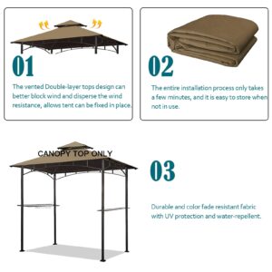 Grill Gazebo Replacement Canopy Top - Wonwon 5x8 Gazebo Roof Double Tiered Outdoor BBQ Roof Cover Grill Shelter Only Fit for Model L-GG001PST-F (Khaki)