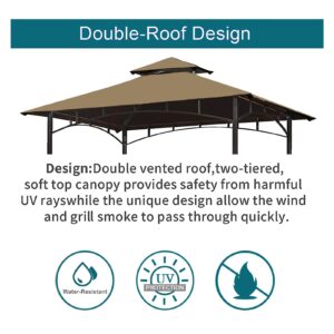 Grill Gazebo Replacement Canopy Top - Wonwon 5x8 Gazebo Roof Double Tiered Outdoor BBQ Roof Cover Grill Shelter Only Fit for Model L-GG001PST-F (Khaki)