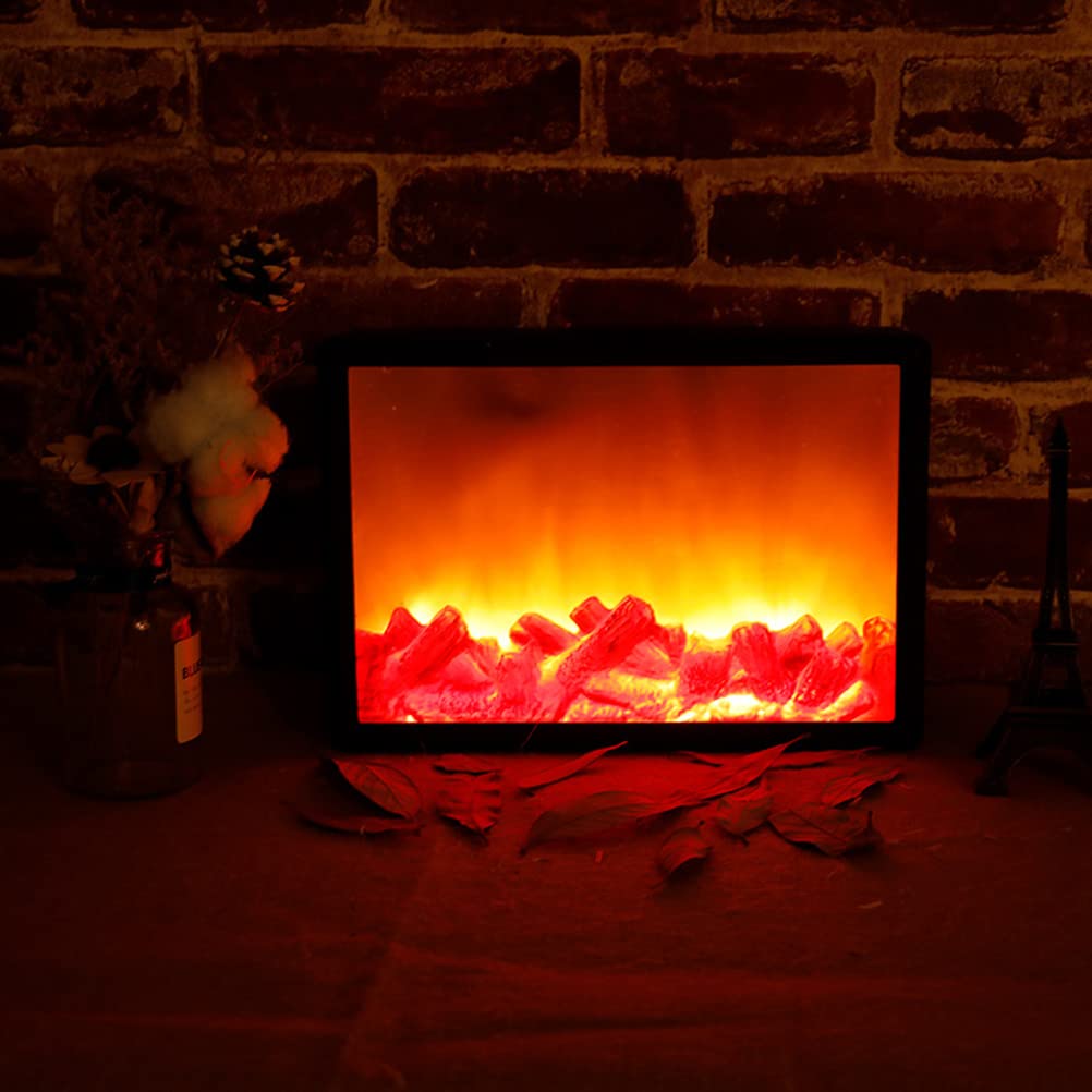 Lseqow Fireplace LED Light, Battery Powered or USB Charging, Realistic Flame Effect, Wide Application, Decorative Flame Lamp, Retro Style, 30*21*7.8CM