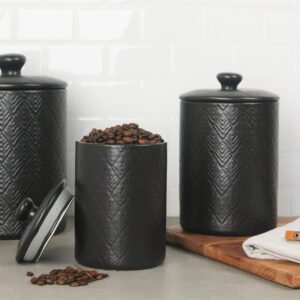 10 Strawberry Street Kitchen Canister, 3 Piece Set, Marquis Matte Black