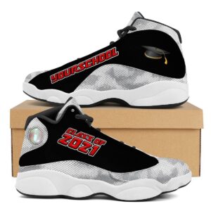 Customized Basketball Shoes with White Camouflage Design and 3 Optional Custom Text Areas for high School or College Teen in AJ13 Style