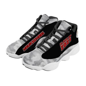 Customized Basketball Shoes with White Camouflage Design and 3 Optional Custom Text Areas for high School or College Teen in AJ13 Style