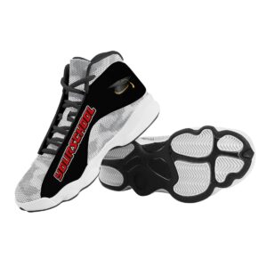 Customized Basketball Shoes with White Camouflage Design and 3 Optional Custom Text Areas for high School or College Teen in AJ13 Style