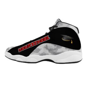 Customized Basketball Shoes with White Camouflage Design and 3 Optional Custom Text Areas for high School or College Teen in AJ13 Style